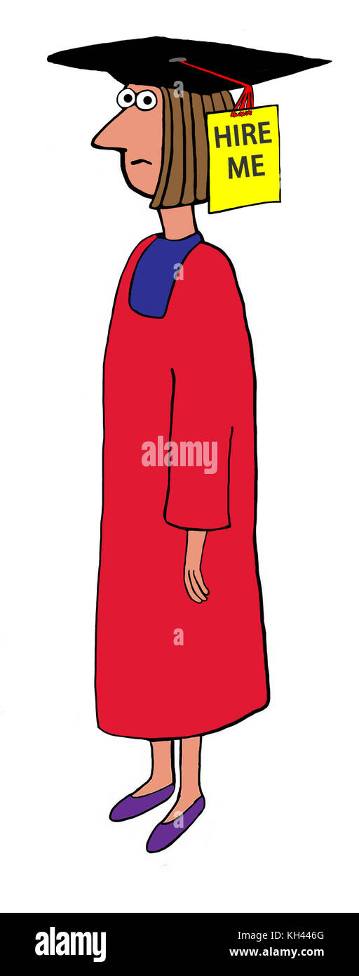 Education cartoon illustration showing a graduating young woman who ...
