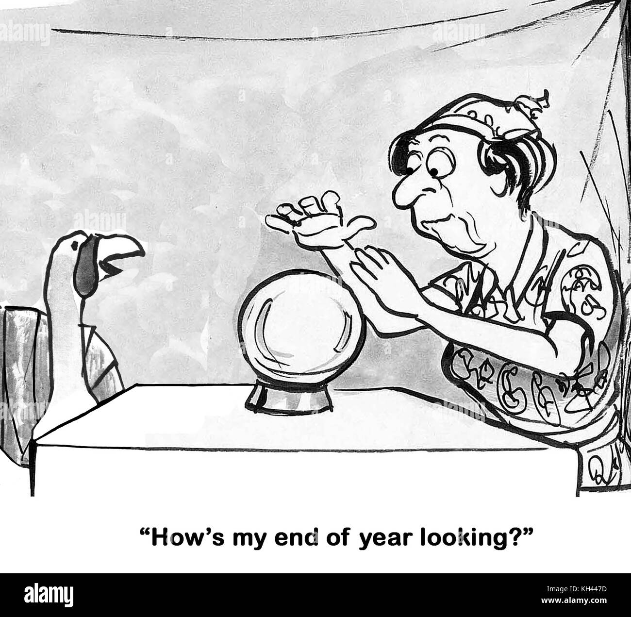 Christmas or Thanksgiving cartoon about a turkey asking a fortune ...