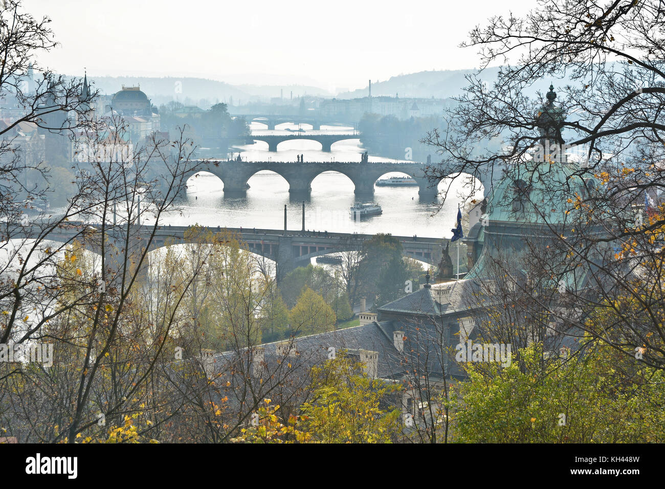 Prague, bridges over the Vltava. City landscape of the capital of the ...