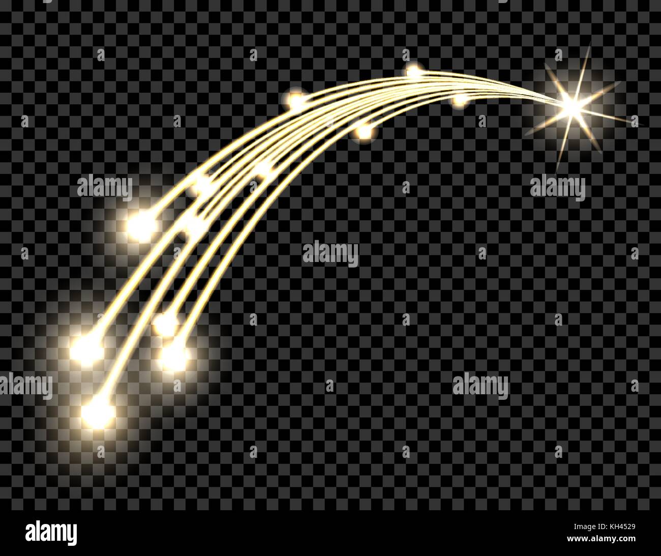 Abstract golden wave design element with shine and light effect on a ...