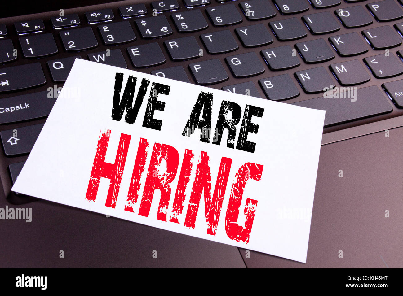 We Are Hiring writing text made in the office close-up on laptop ...