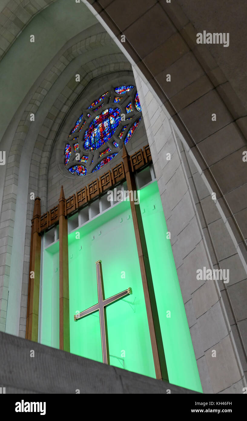 Interior wide shot of a funeral chapel Stock Photo - Alamy