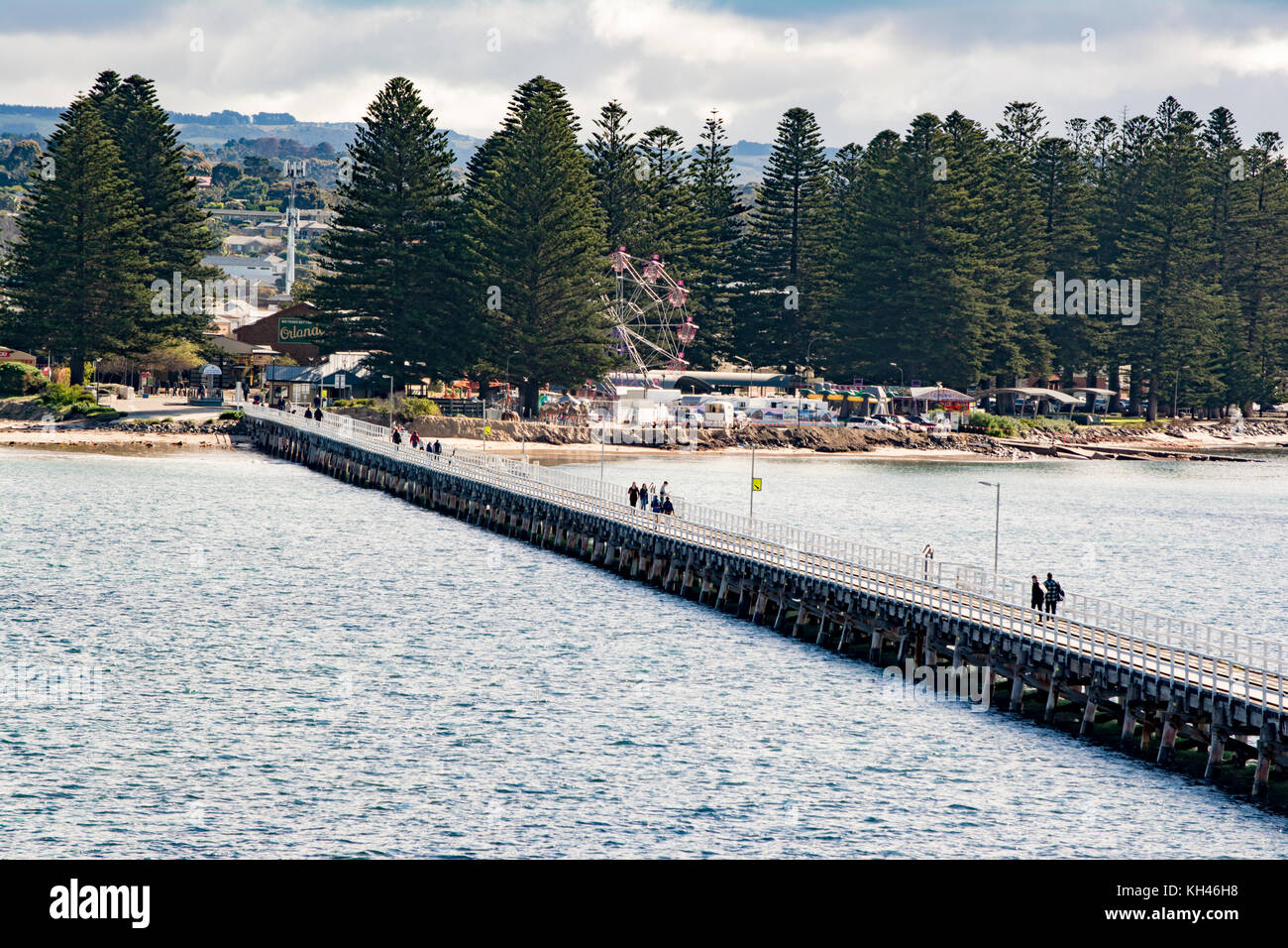 Victor Harbor, South Australia: July 10, 2017 - People walking over the ...