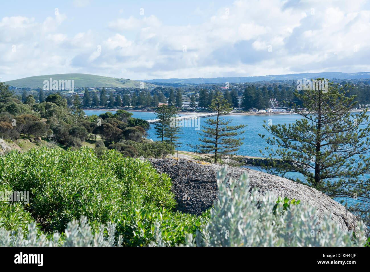 Landscape view from the top of Granite Island looking out over the ...