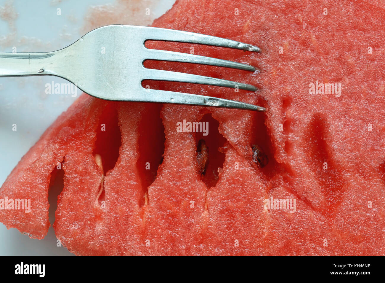 Closeup of a watermelon and fork Stock Photo - Alamy