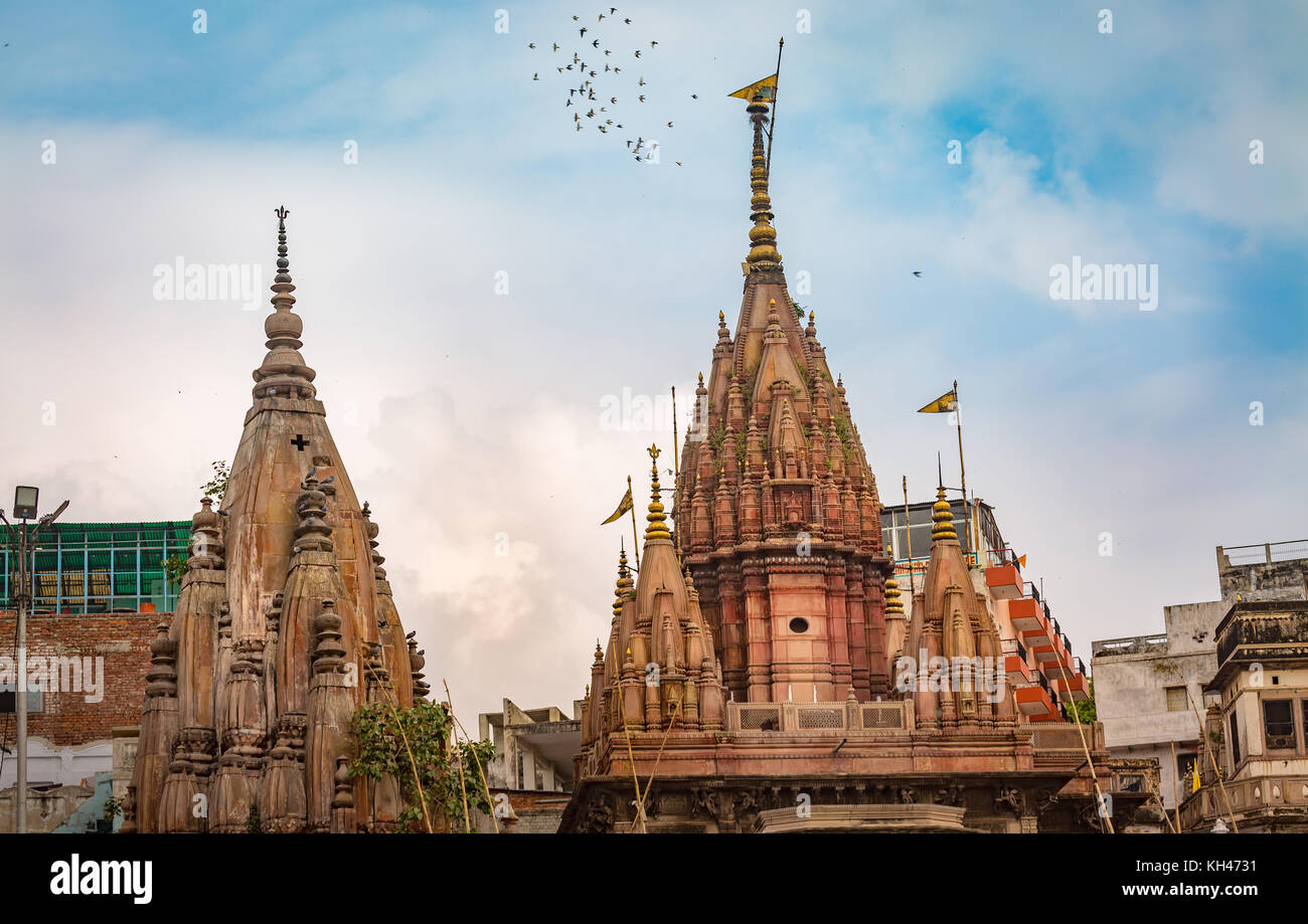 Historic Varanasi city architecture with old weathered buildings and ...