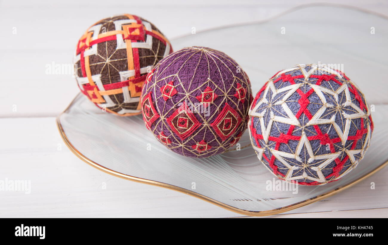 Temari balls, a handicraft ball in traditional Japanese style Stock ...
