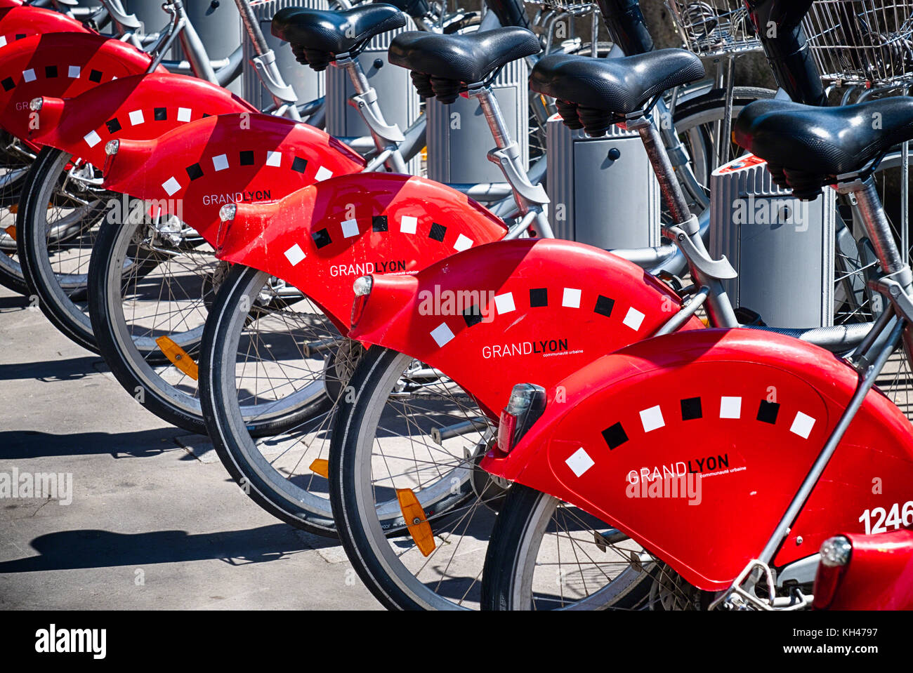 Close Up View of Red Citybikes, Lyon, France Stock Photo - Alamy