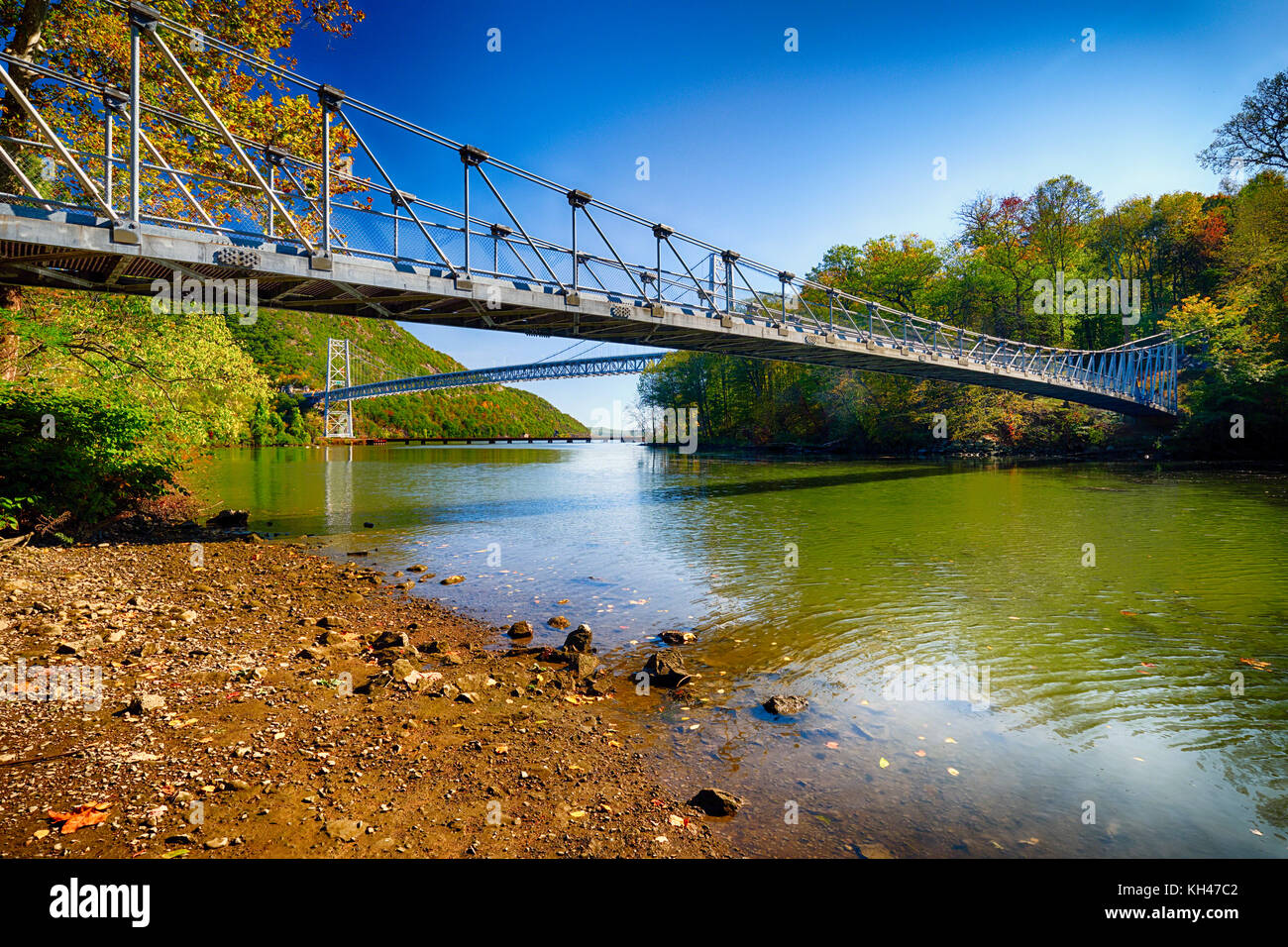 View of Two Bridges, Bear Mountain Bridge and The Popolepen Creek ...