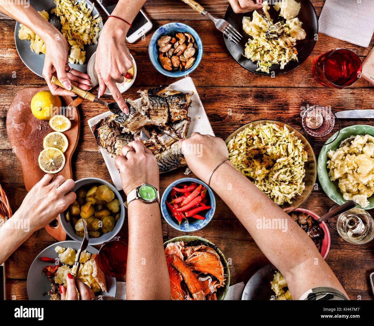 Thanksgiving Celebration Traditional Dinner Setting Food Concept. close ...