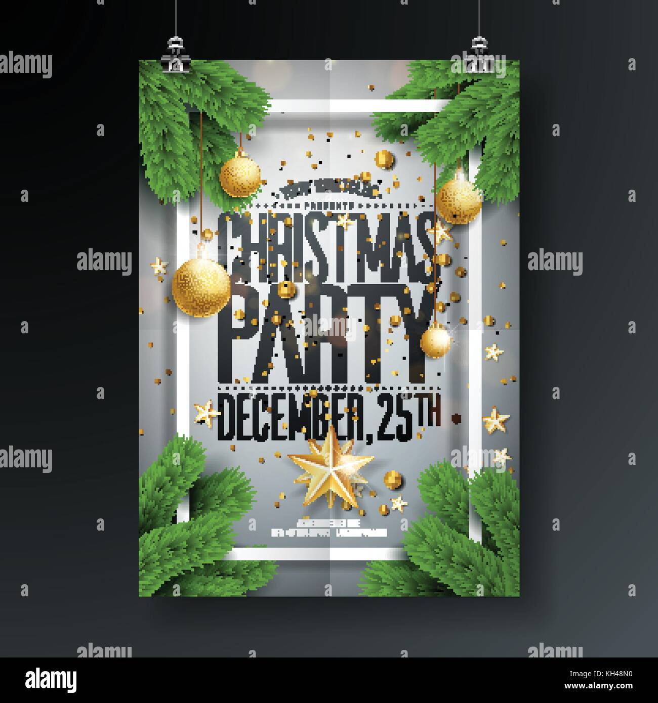 Vector Merry Christmas Party Design with Holiday Typography Elements ...