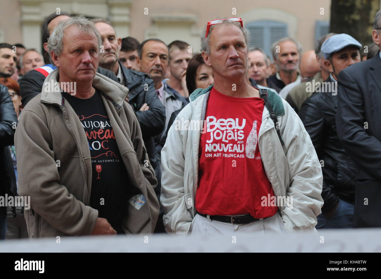 Wine producers of Beaujolais hold rally to protest against wine prices ...