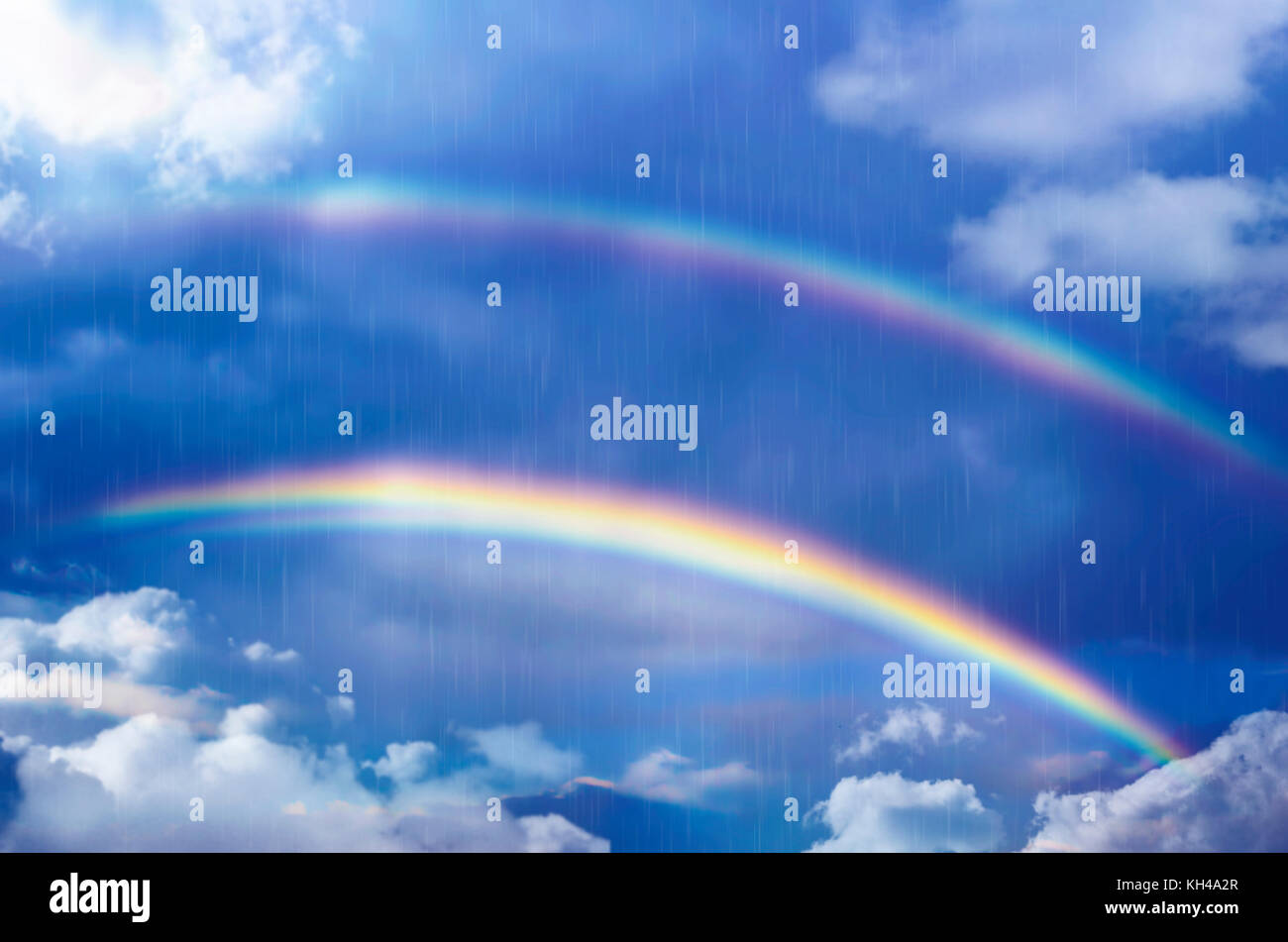 Classic Rainbow. A rainbow across the sky, edited with vintage film ...