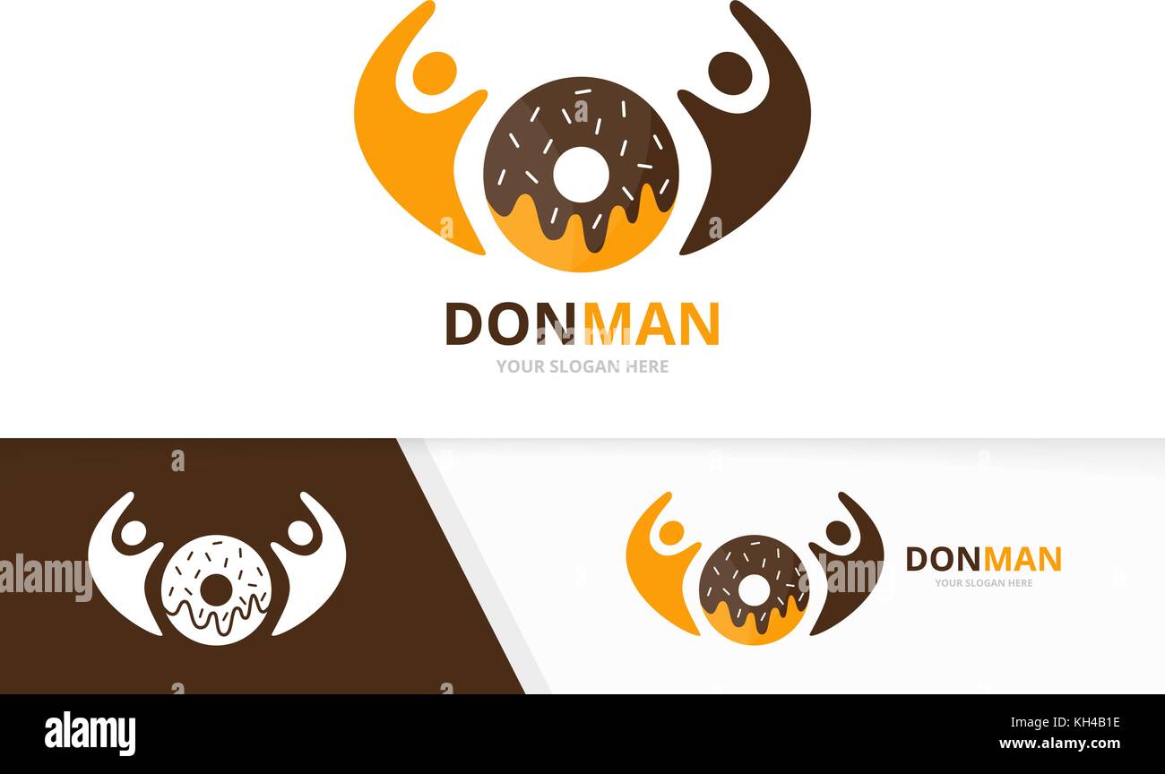Vector donut and people logo combination. Doughnut and family symbol or ...