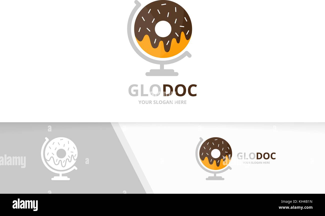 Vector donut and globe logo combination. Doughnut planet symbol or icon ...