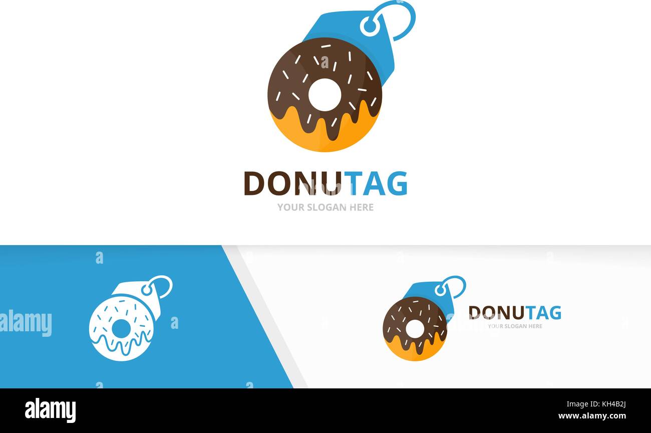 Vector donut and tag logo combination. Doughnut and shop symbol or icon ...