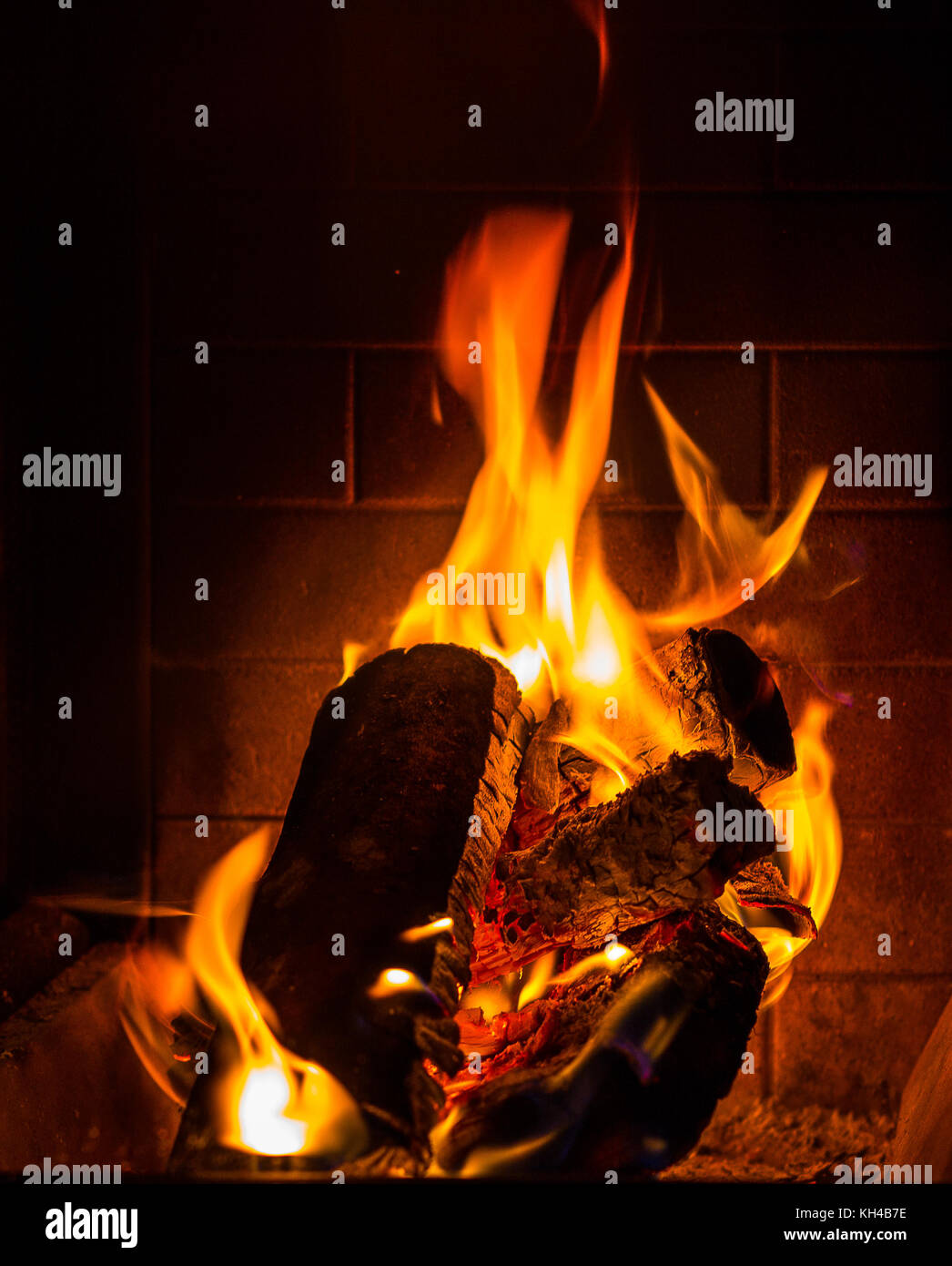 cozy fireplace during the cold winter Stock Photo - Alamy