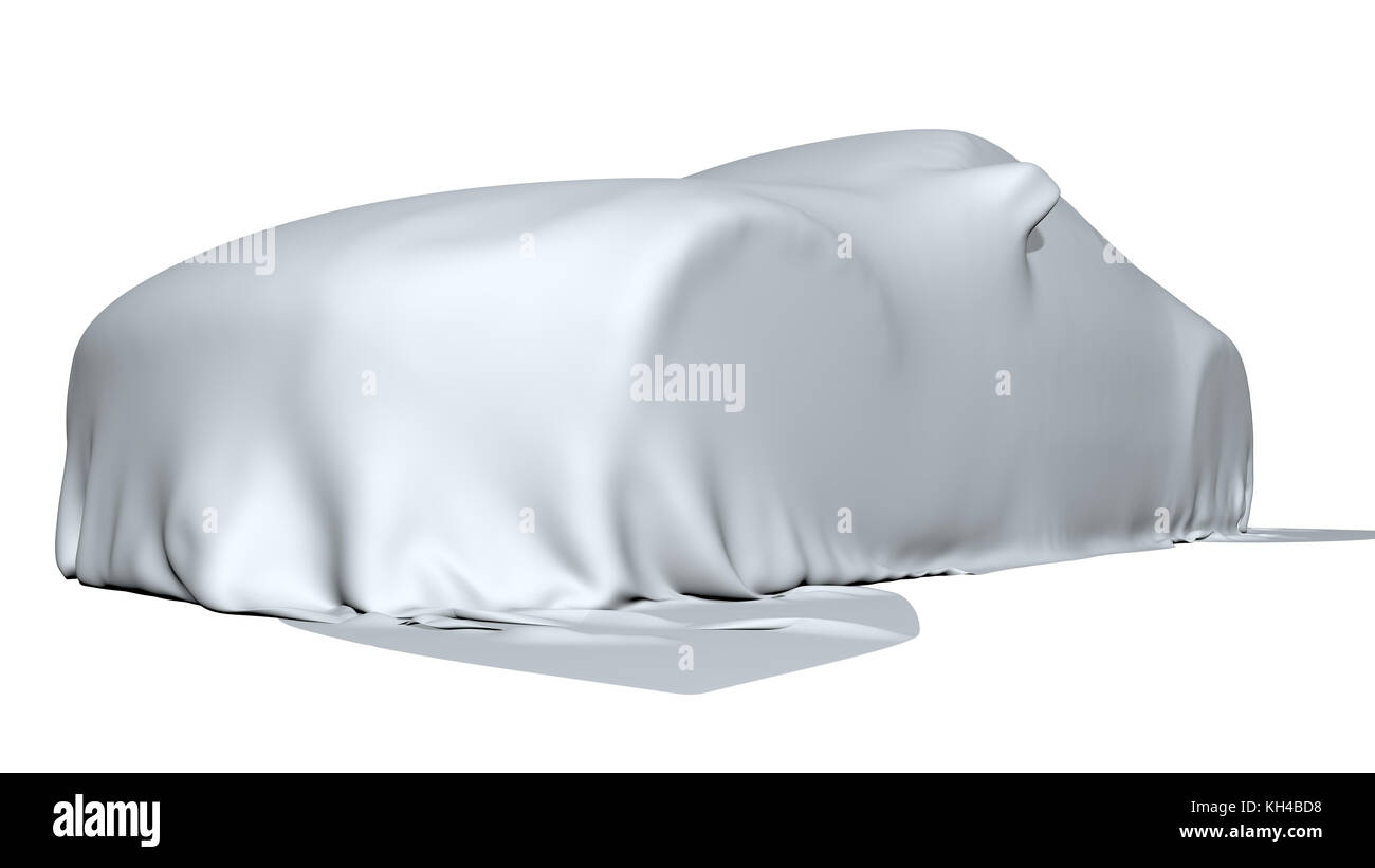 Car covered with a cloth isolated. 3D render Stock Photo - Alamy