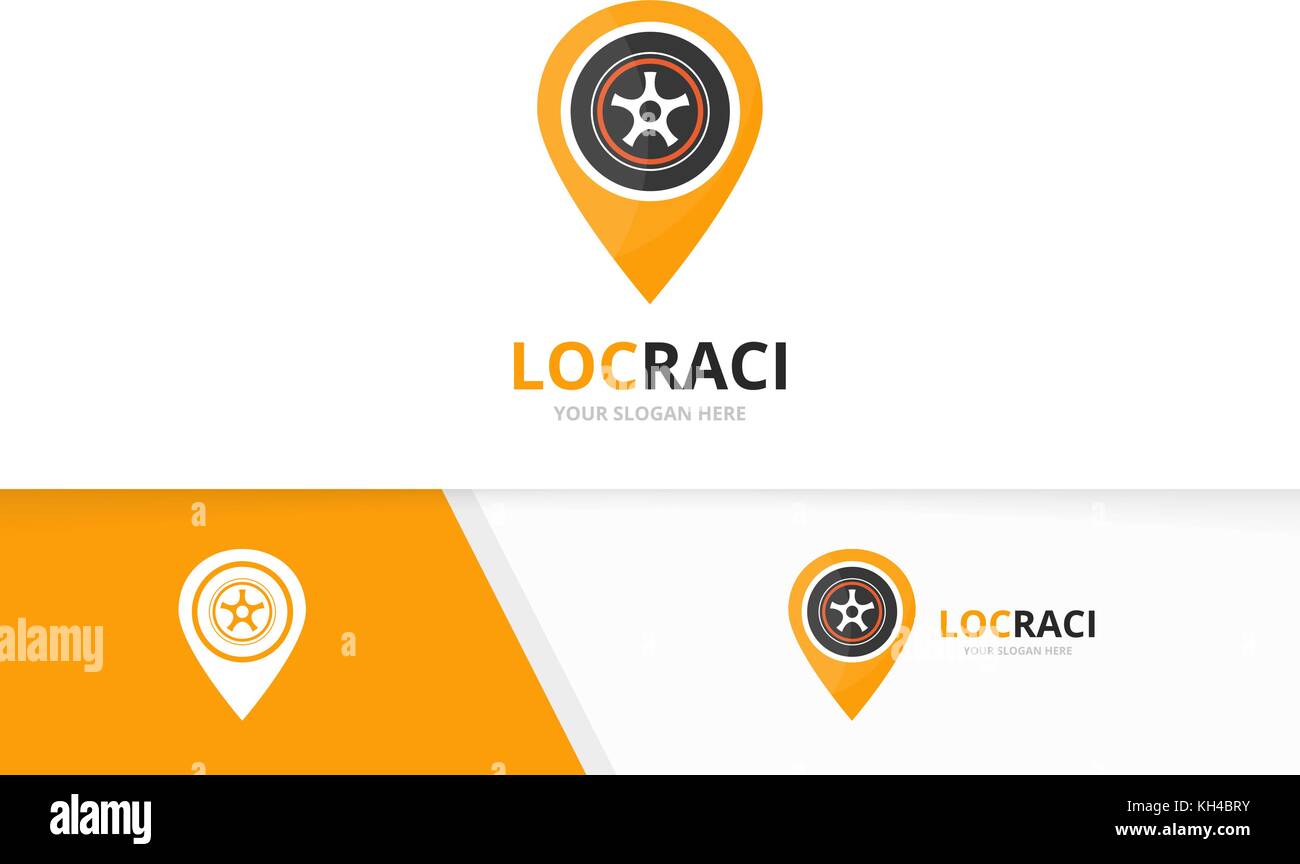 Vector wheel and map pointer logo combination. Tire and gps locator ...