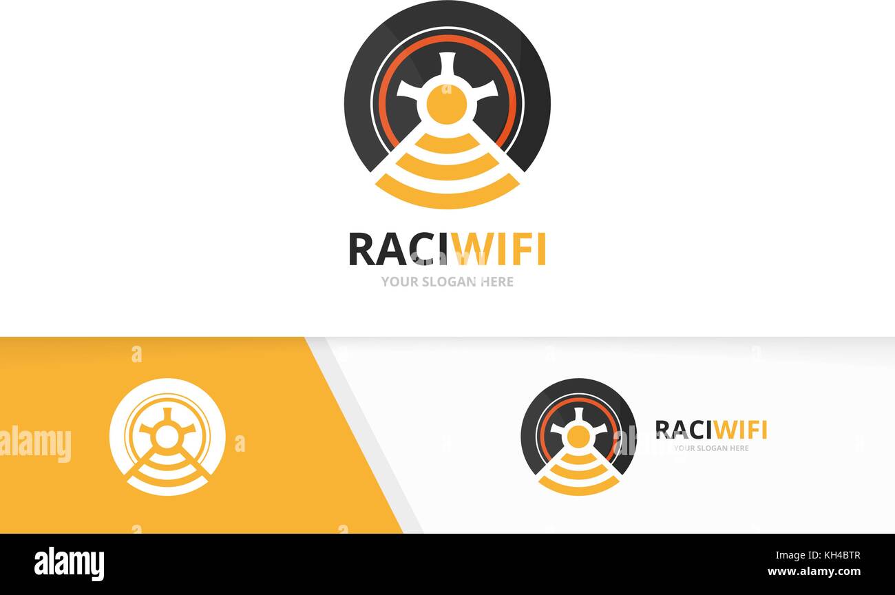 Vector wheel and wifi logo combination. Tire and signal symbol or icon ...