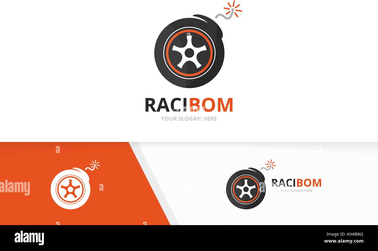 Vector wheel and bomb logo combination. Tire and detonate symbol or ...
