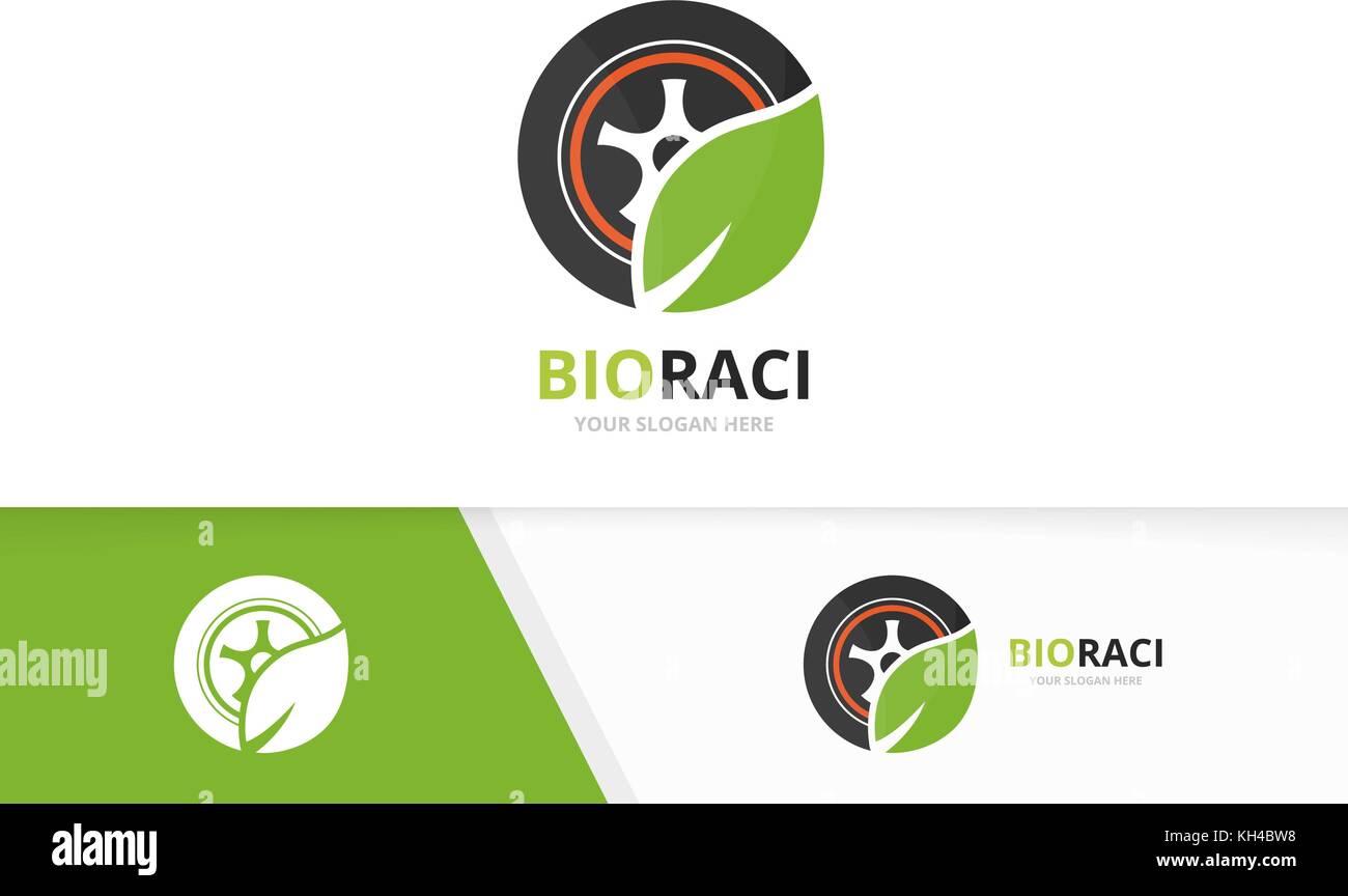 Vector wheel and leaf logo combination. Tire and eco symbol or icon ...
