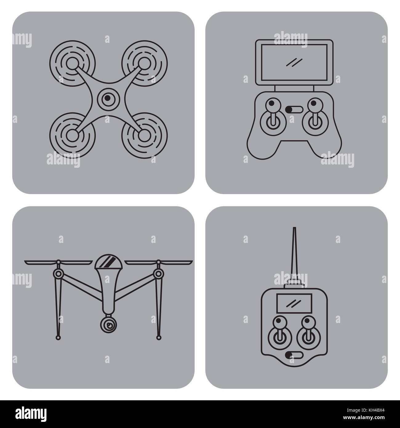 drone icon set remote control aerial camera view Stock Vector Image ...