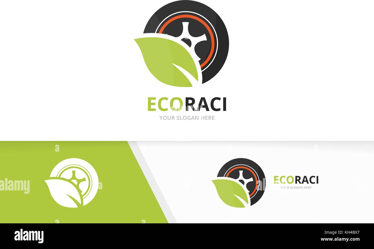 Vector wheel and leaf logo combination. Tire and eco symbol or icon ...