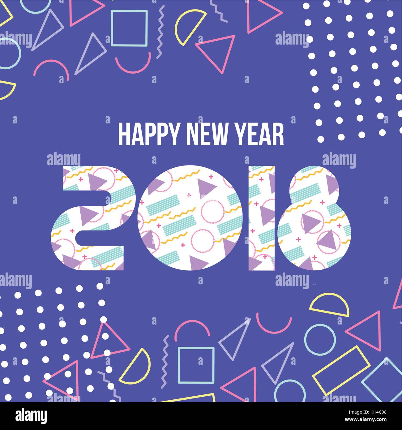 happy new year 2018 card greeting lettering celebration season Stock ...