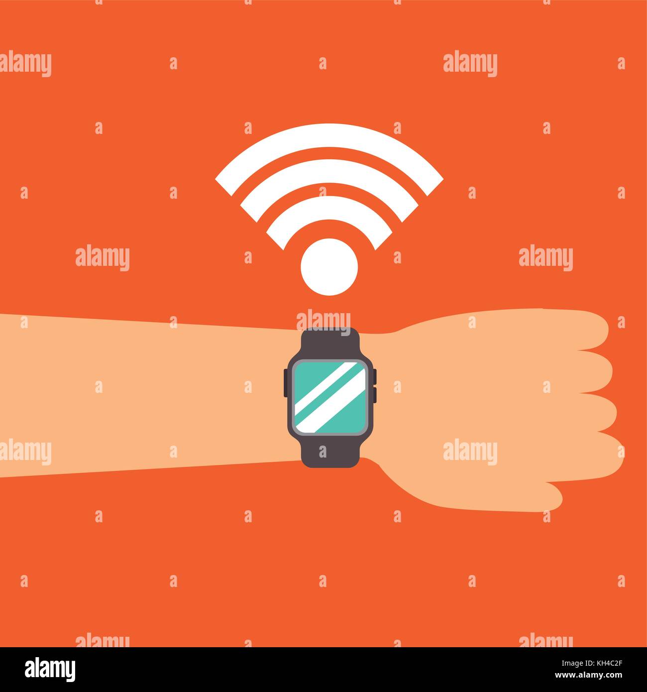 smart watch on hand wifi signal technology icon Stock Vector Image ...