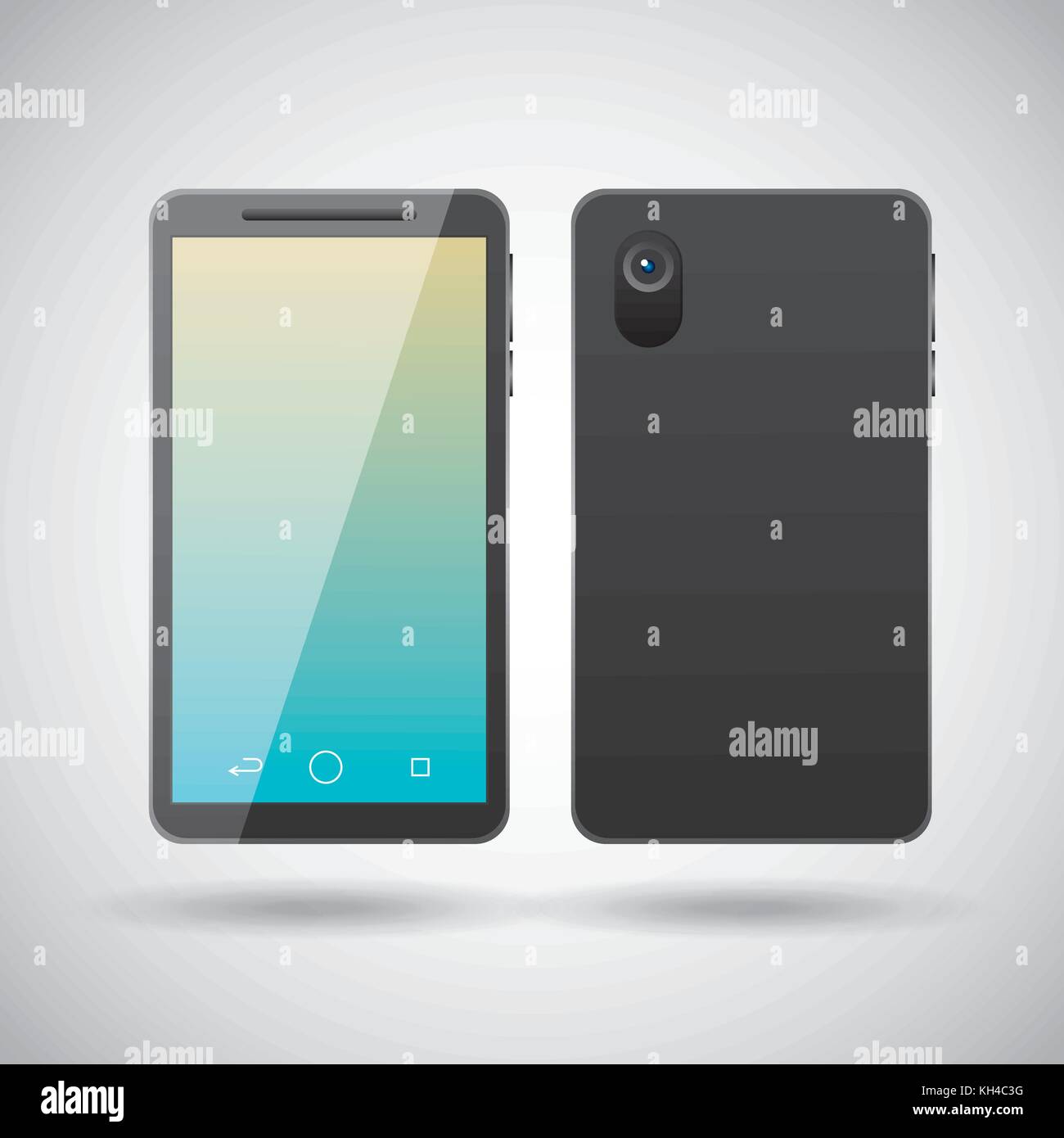 smartphone gadget didigtal front and back view design Stock Vector ...