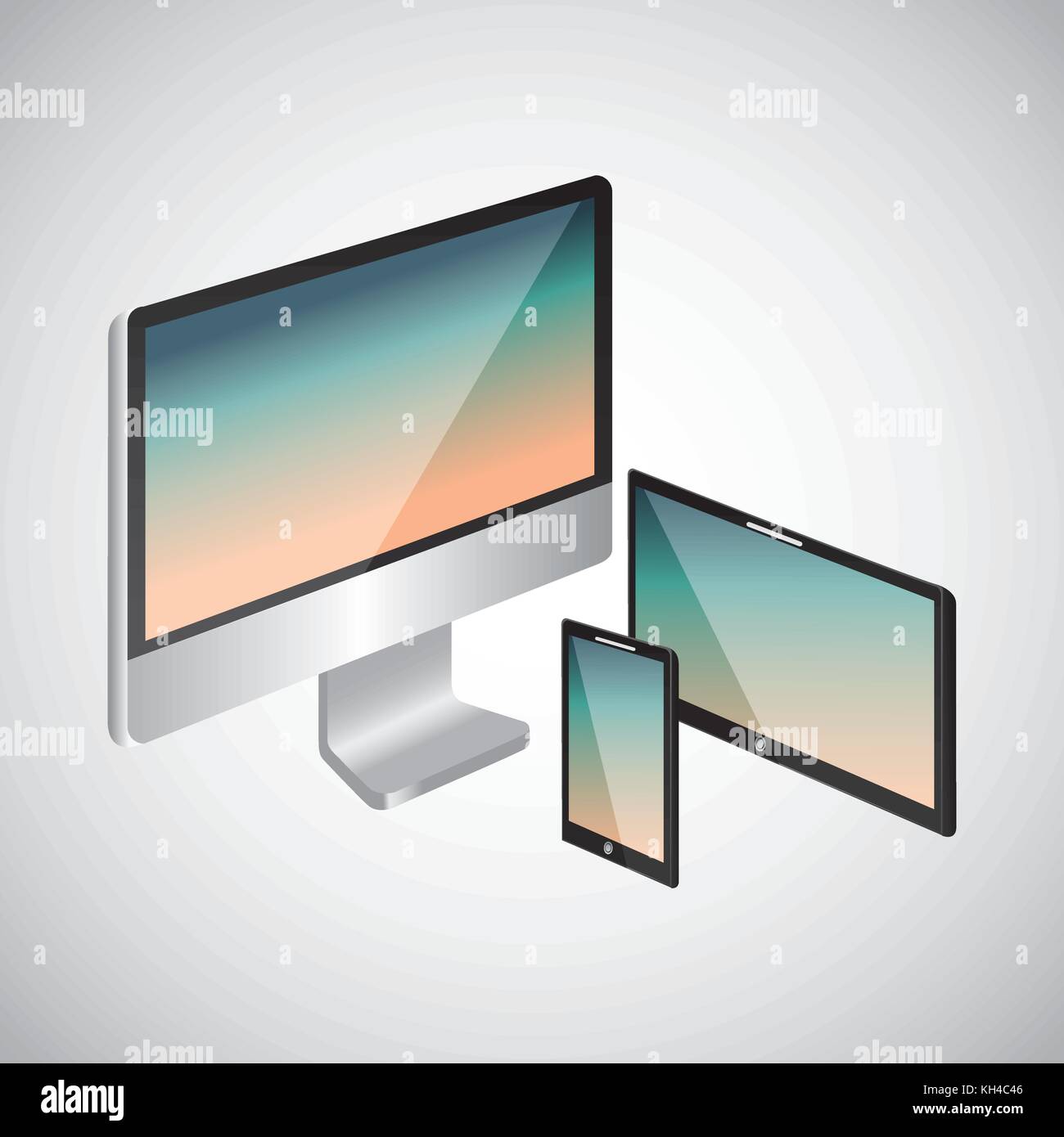 set of gadgets technologies digital responsive electronic Stock Vector ...