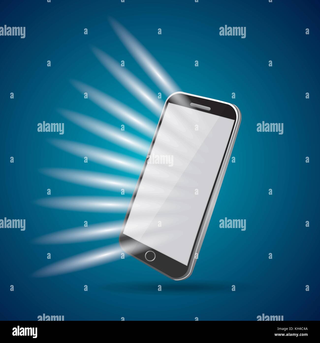 mobile phone with light abstracted screen on a white background Stock ...