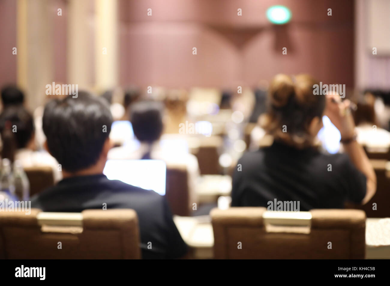 Abstract blurry background of employees seminar and De-focus teamwork ...