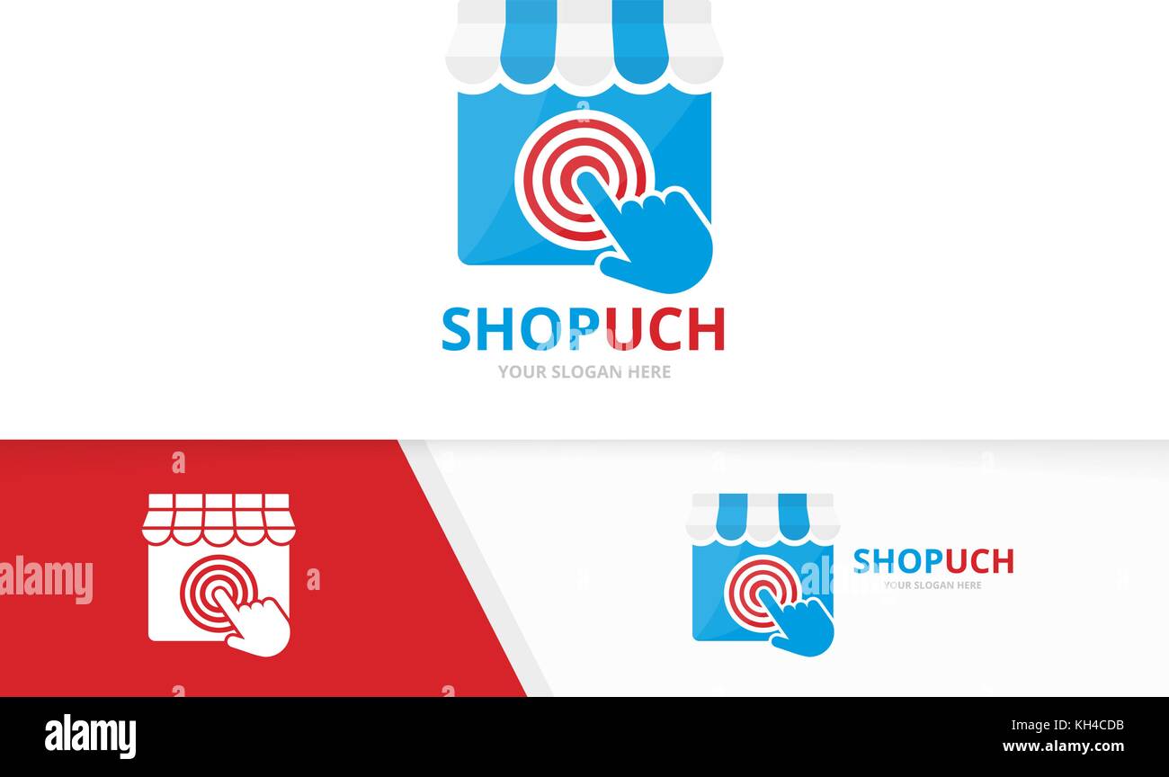 Vector store and click logo combination. Market and cursor symbol or ...