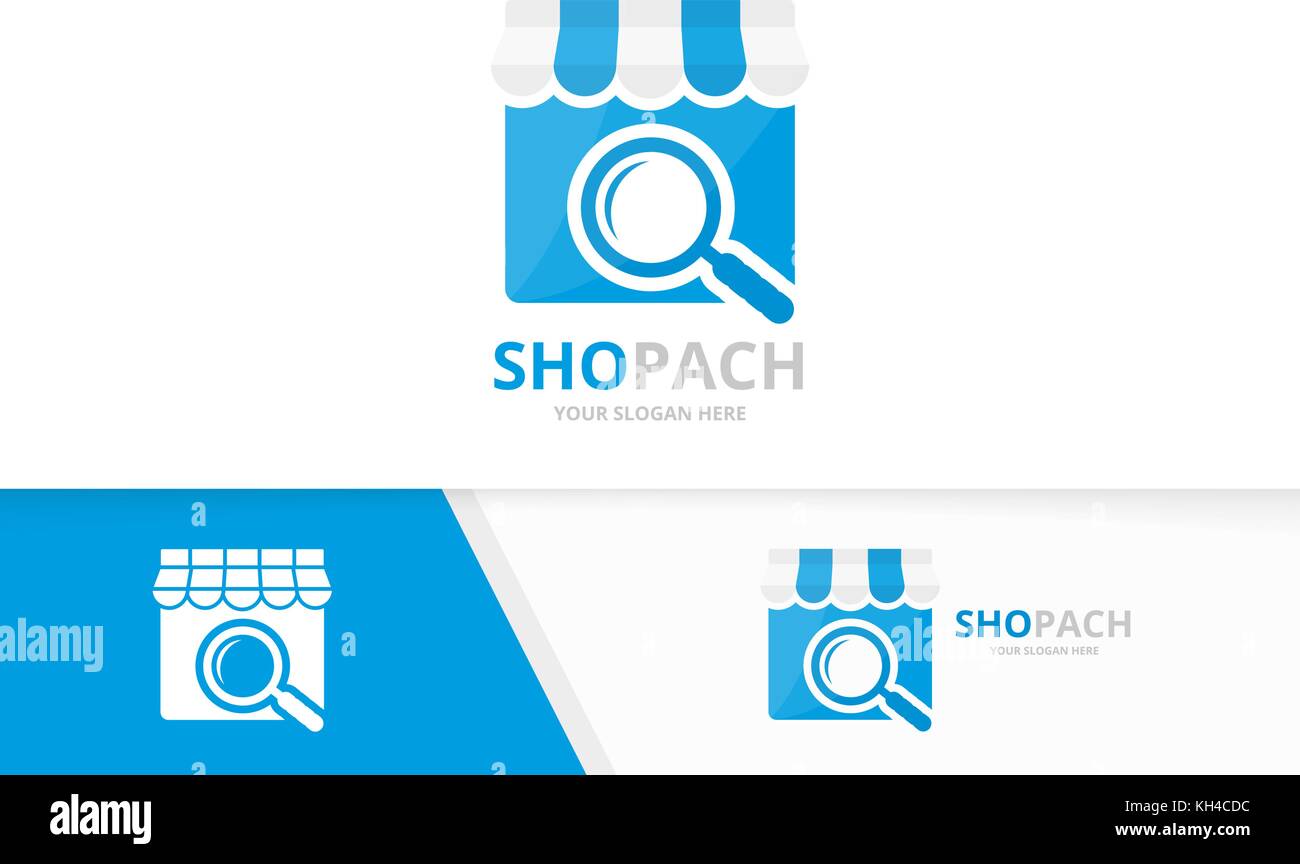 Vector store and loupe logo combination. Market and magnifying symbol ...