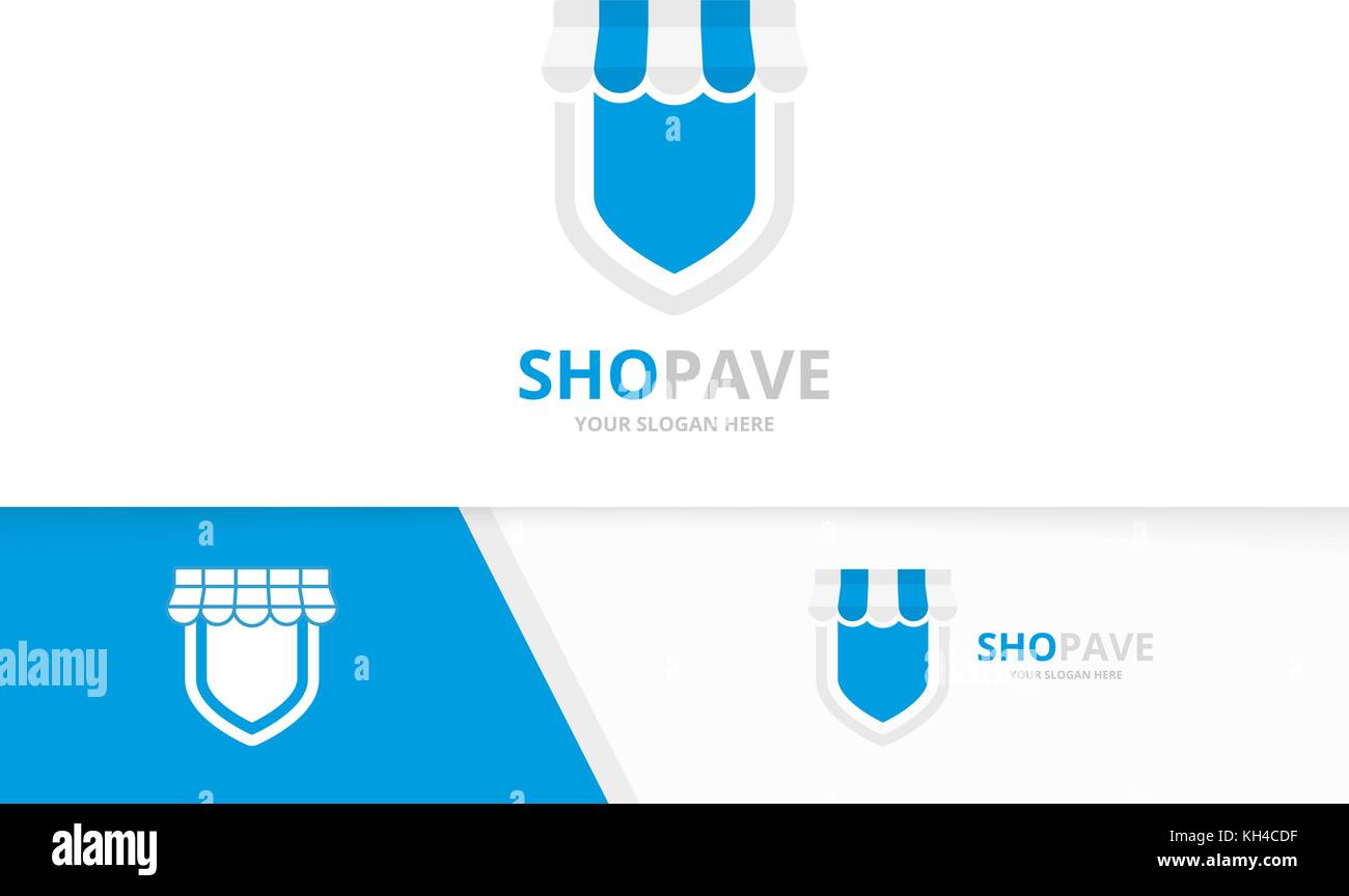 Vector store and shield logo combination. Market and security symbol or ...
