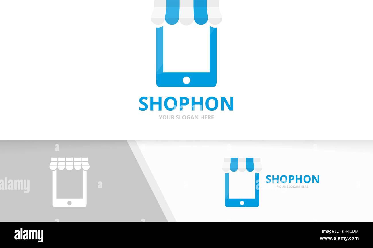 Vector store and phone logo combination. Market and mobile symbol or ...