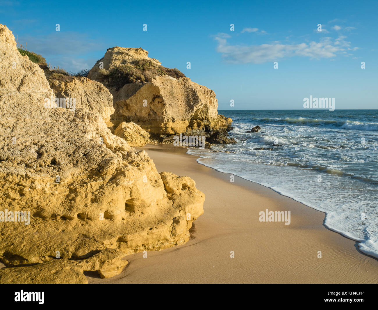 Sandstone coastline with sandy beaches at Gale on the southern coast of ...