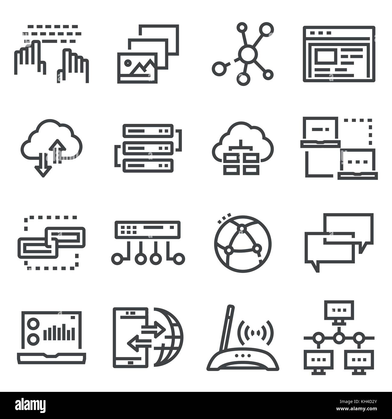 Vector line Network icons set on white background Stock Vector Image ...