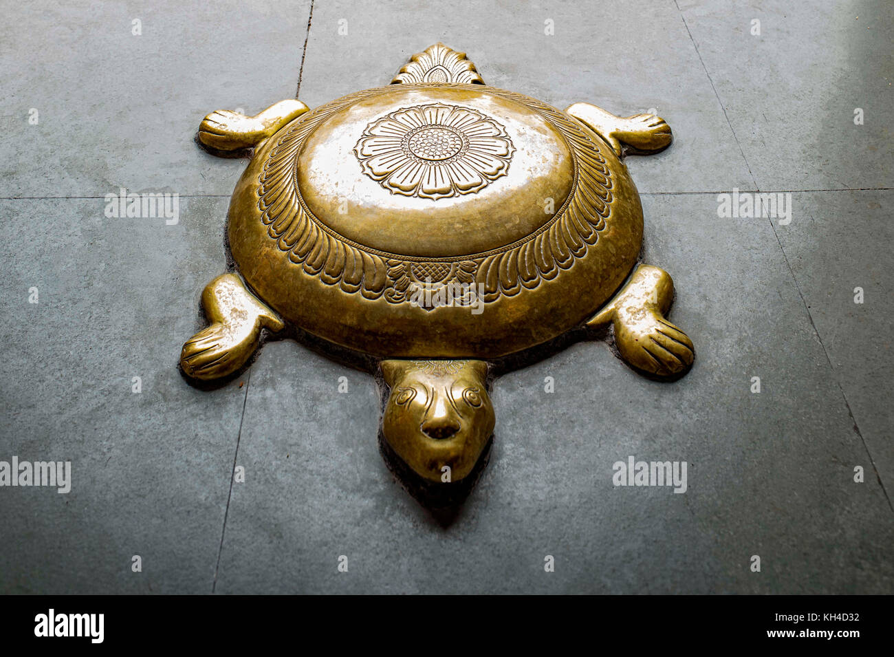 Brass tortoise in Digambar Jain temple, Kagvad, karnataka, India, Asia ...