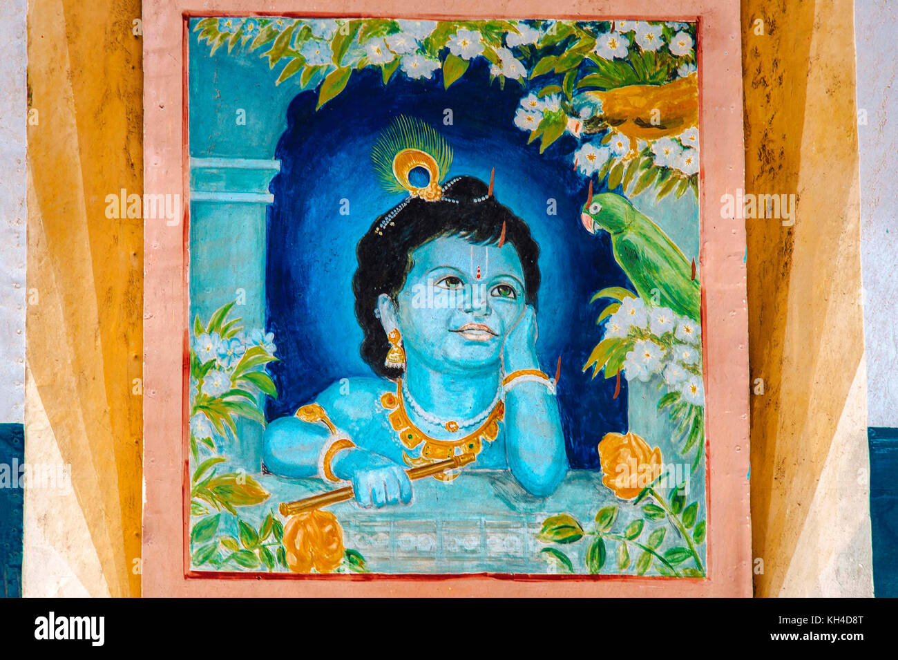 Krishna painted on shop sign board, Sangli, Maharashtra, India, Asia ...