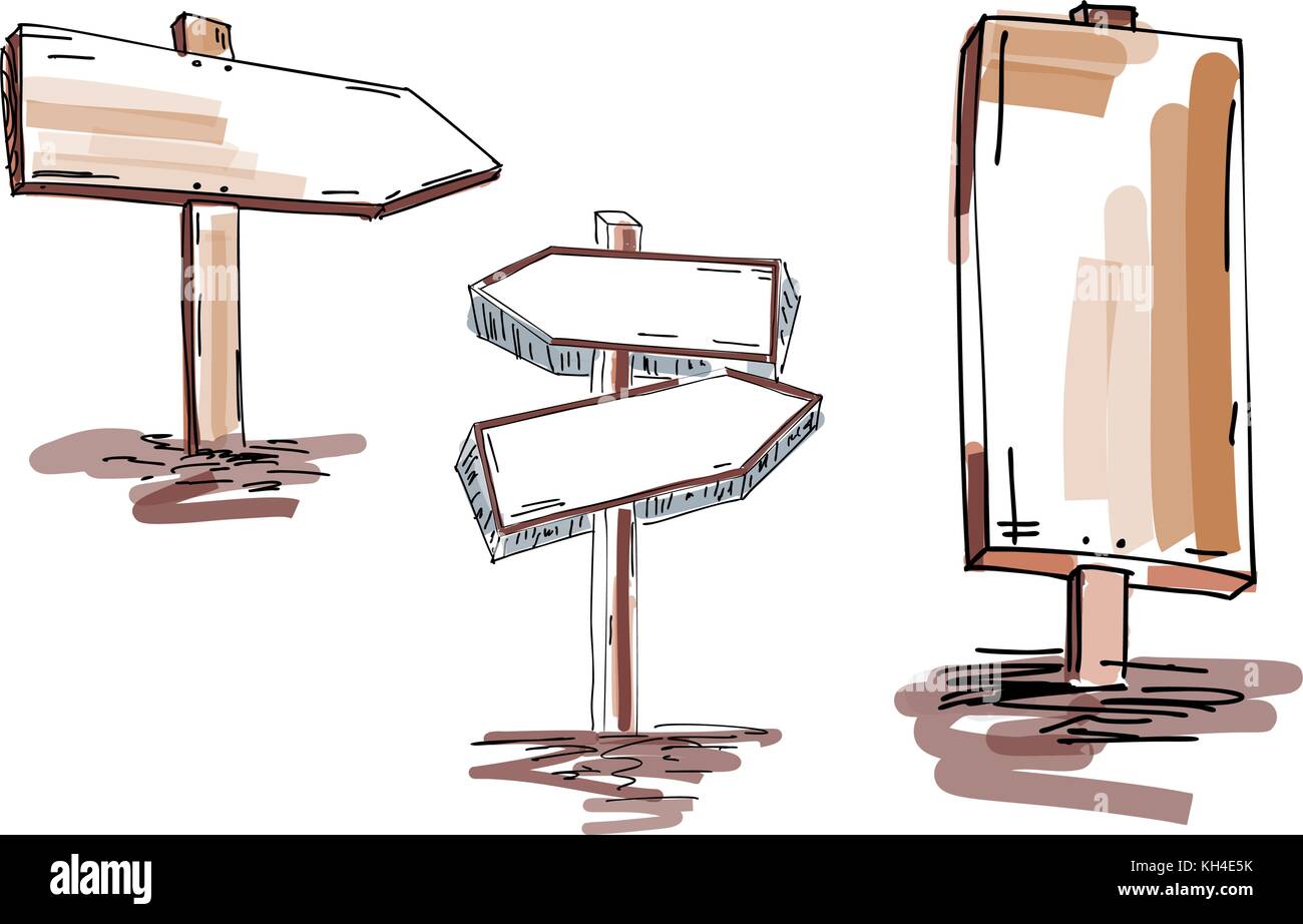 Wooden signboards, wood arrow sign vector set Stock Vector Image & Art ...