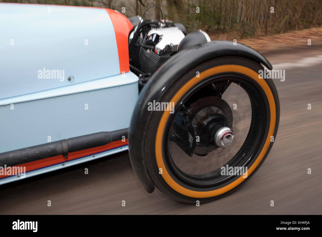 A detail of a three wheel Morgan motor car Stock Photo - Alamy
