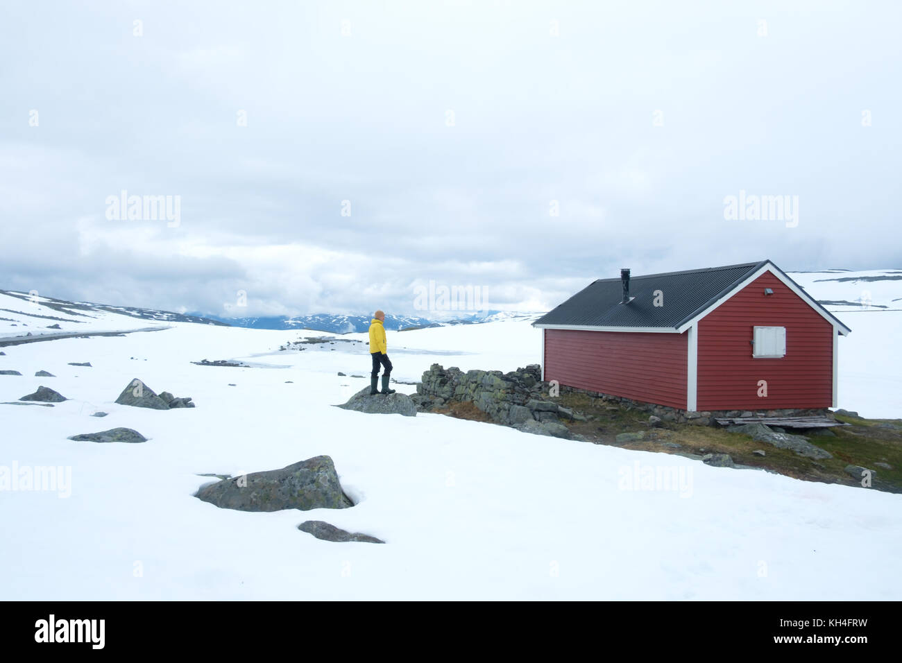 Typical norwegian red wooden house Stock Photo - Alamy