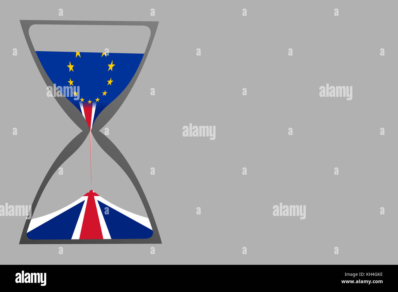 A concept of Brexit as shown by an illustration of an hourglass with ...