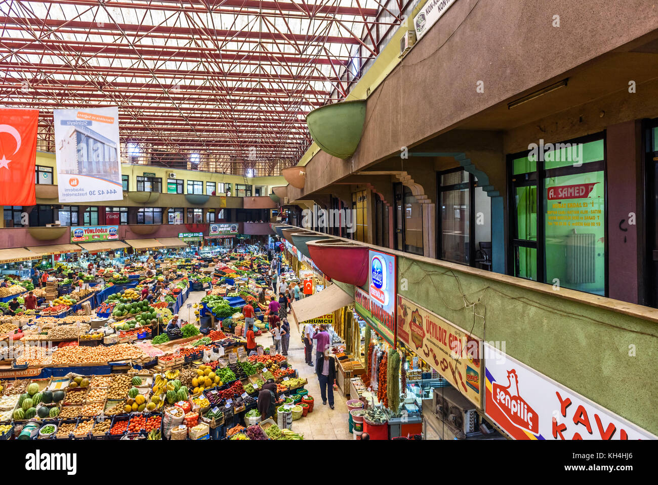 Top view of popular Melike Hatun Bazaar or kadinlar pazari(Women Bazaar ...