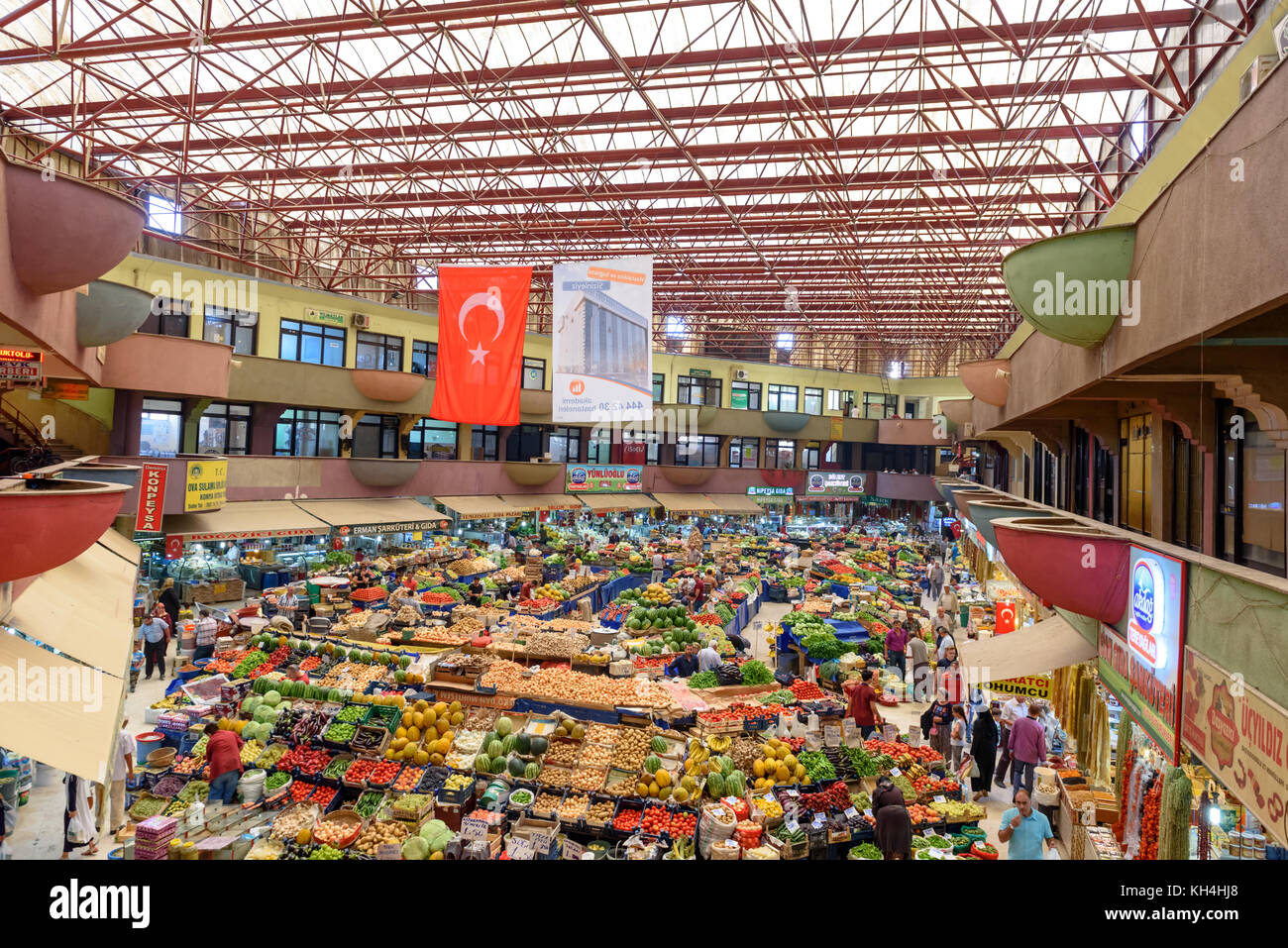 Top view of popular Melike Hatun Bazaar or kadinlar pazari(Women Bazaar ...