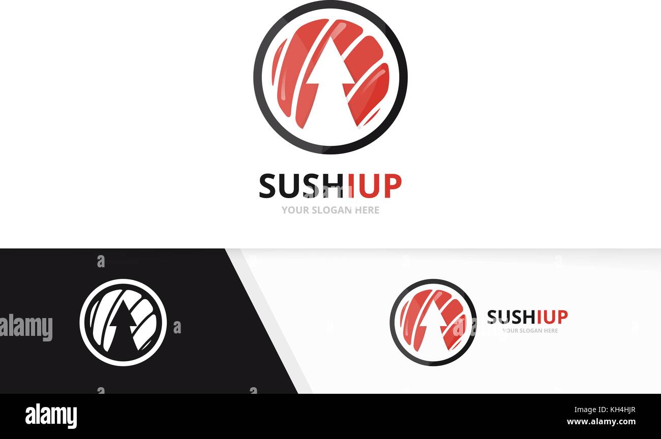 Vector sushi and arrow up logo combination. Japanese food and growth ...
