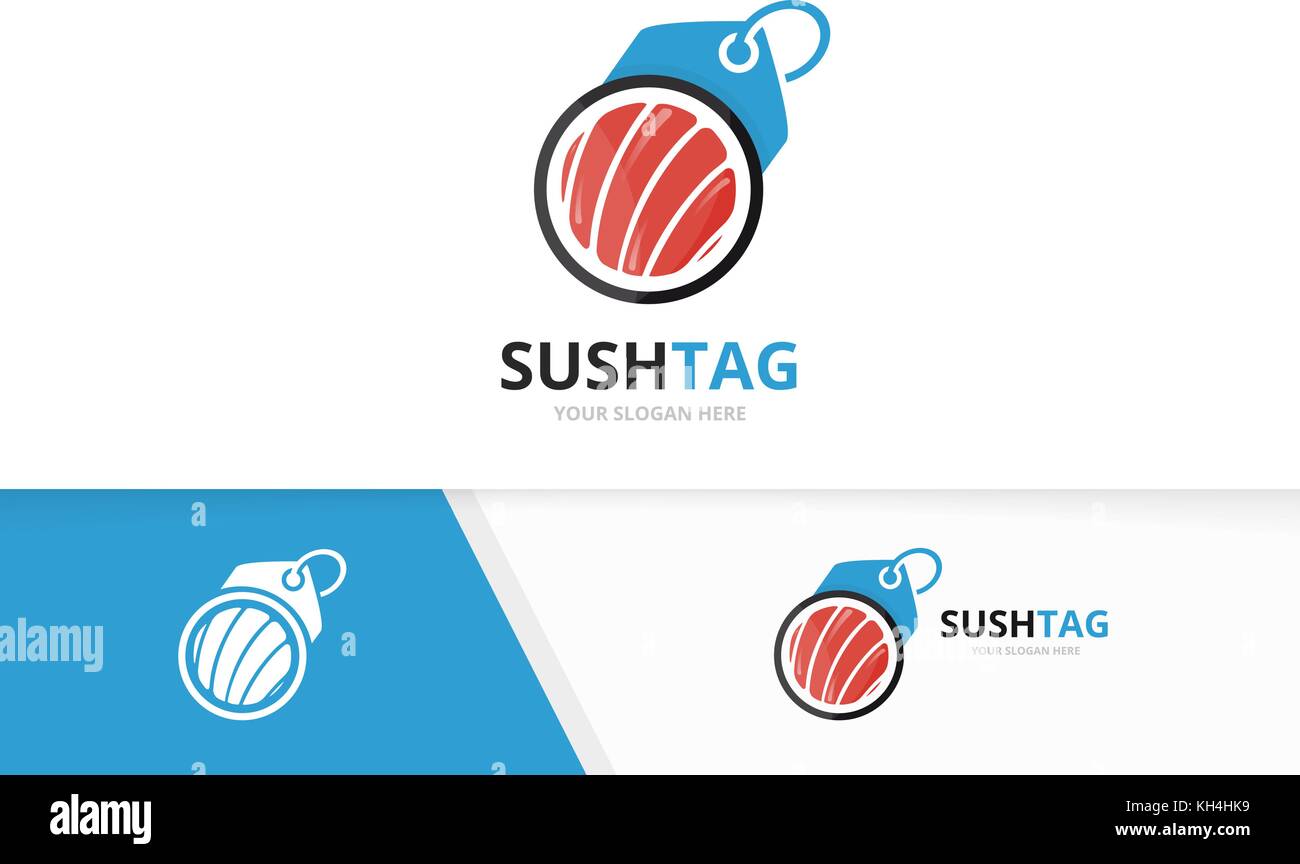 Vector sushi and tag logo combination. Japanese food and shop symbol or ...